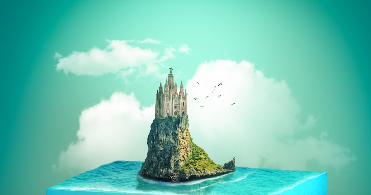 Isometric Island Photoshop Manipulation Tutorial Compositing Ez Ps 