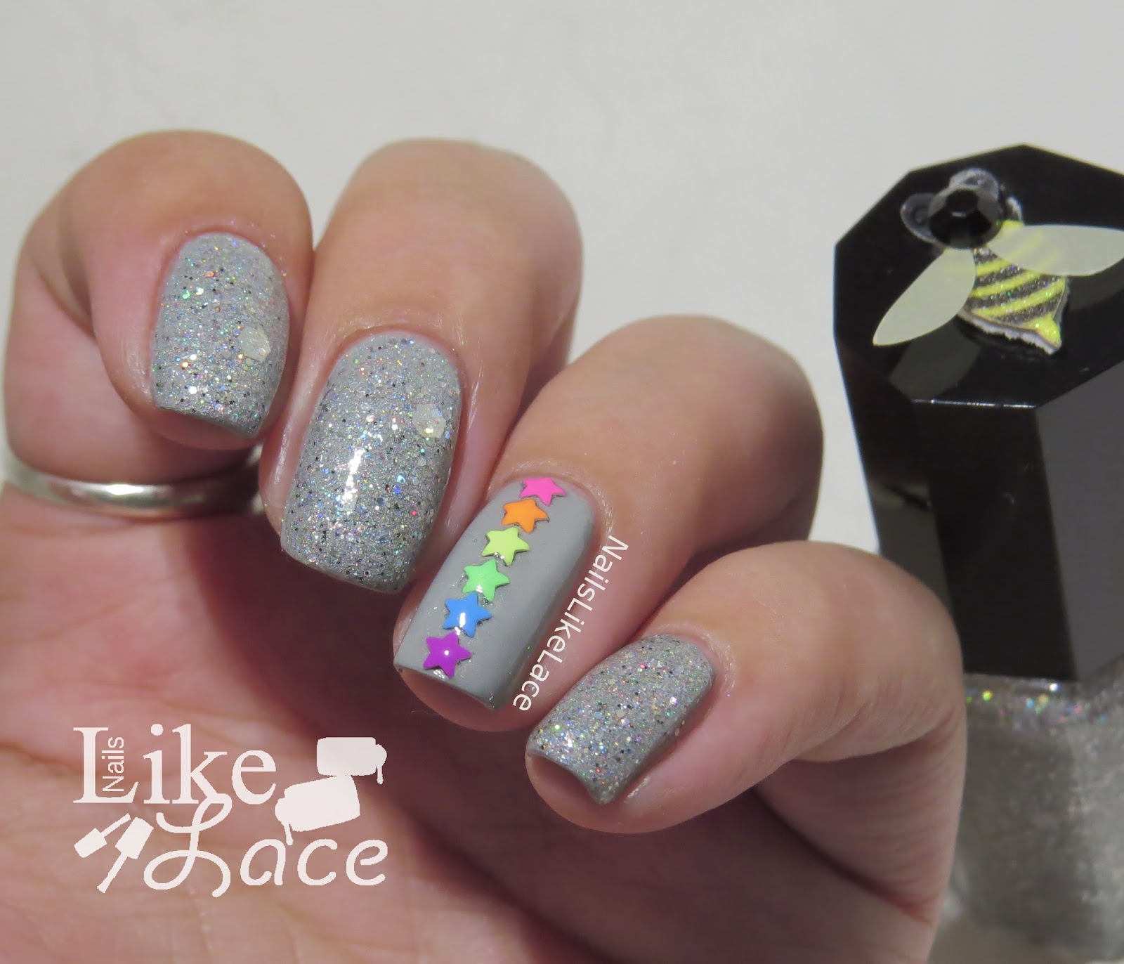 NailsLikeLace: Nail Honey Multi-Faceted + Neon Rainbow Studs