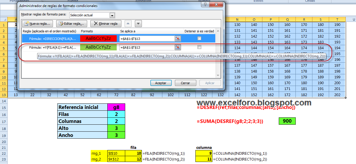 Formato condicional para un rango movil de Excel. | EXCEL FORO: Un blog ...