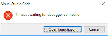 [vscode] TImeout waiting for debugger connection