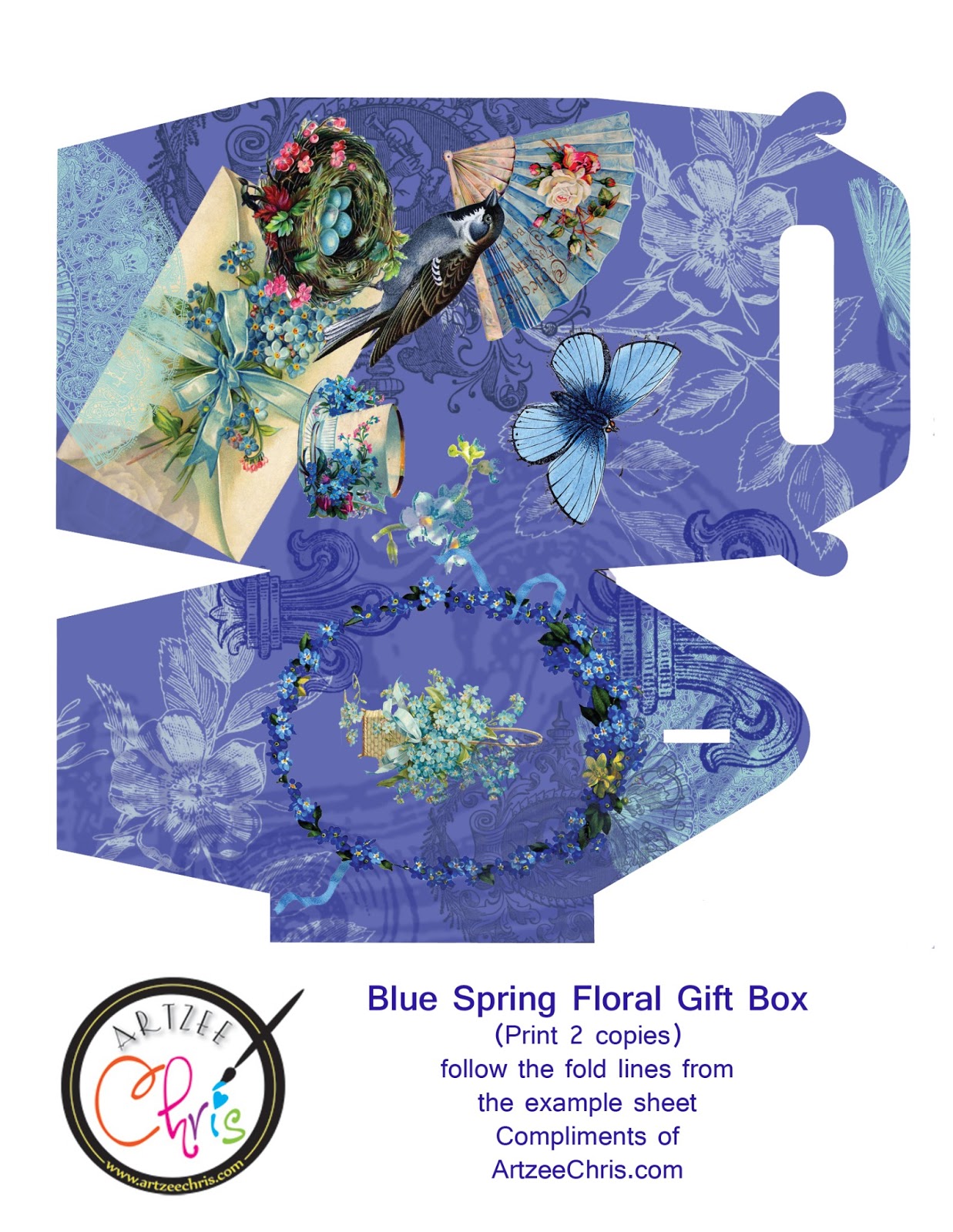 The Artzee Blog: Blue Color Themed Spring Gift Box Printable
