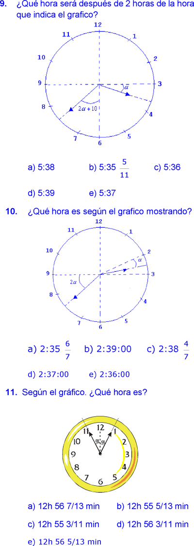 ÁNGULOS CON AGUJAS DEL RELOJ PROBLEMAS RESUELTOS DE CRONOMETRÍA