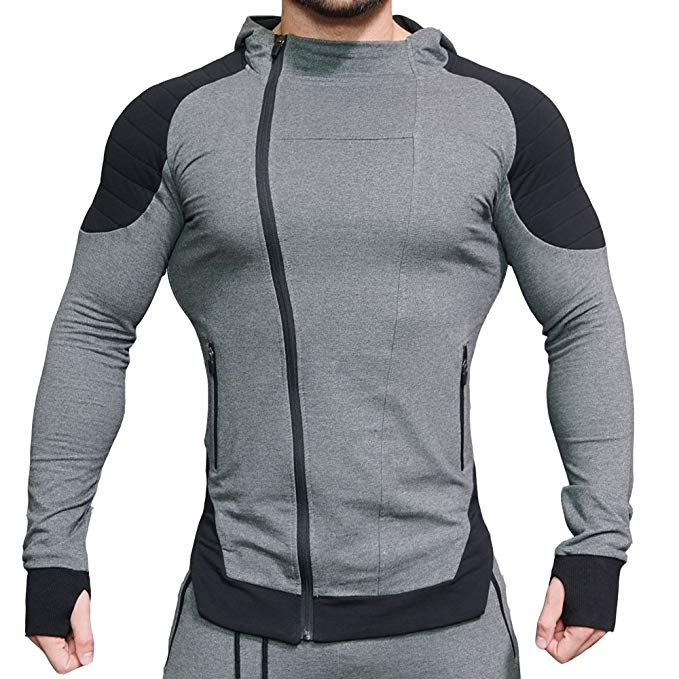 EVERWORTH Men's Fitness Workout Long Sleeve Hoodie Active Muscle ...