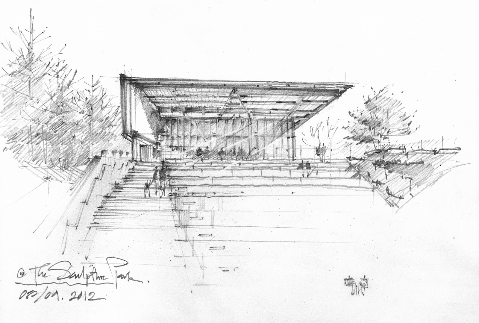 Urban Sketchers Seattle: sculpture park, Seattle Art Museum