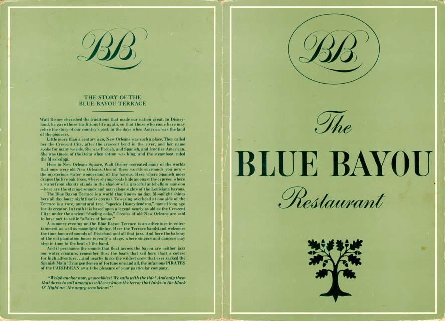 Random Neat Stuff: 1970 Disneyland Blue Bayou Menu