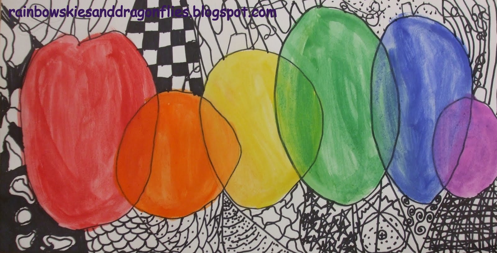 Rainbow Skies & Dragonflies: Color Wheel Pumpkins & Zentangle - 4th Grade