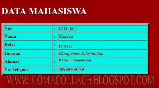 Koma Collage: Membuat Tabel Mahasiswa Sederhana Dengan Codingan Php