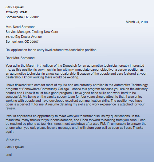 Preparing Your Cover Letter: Seeking and Applying for Employment ~ Self ...