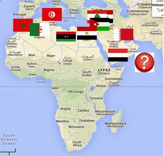 La primavera árabe: Mapa de la Primavera Árabe