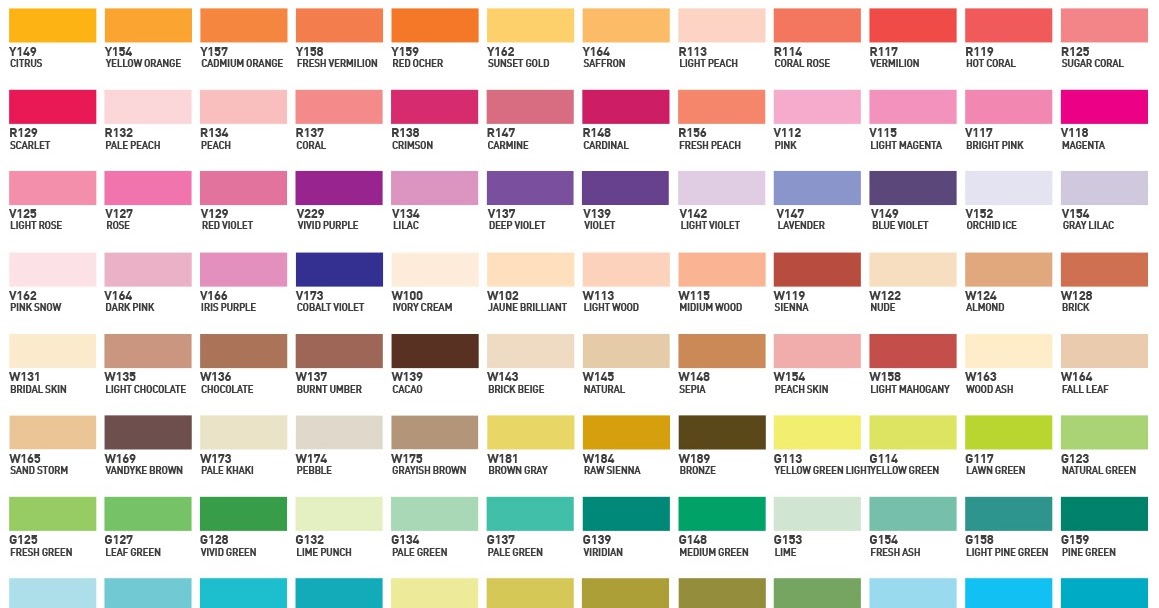 Global Item Blog: Alpha Design Marker Color Chart