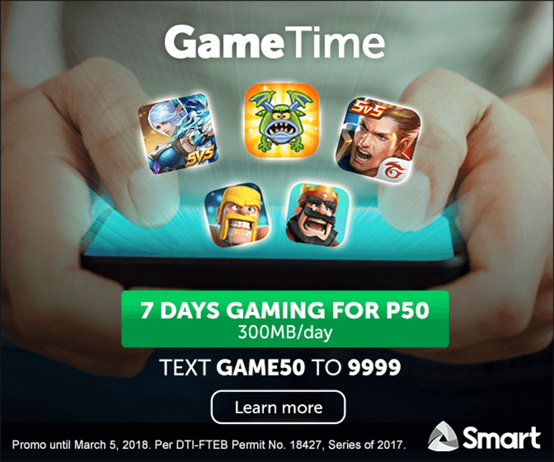 Smart announces Game Time promo, PHP 50 for 7 days of mobile gaming!