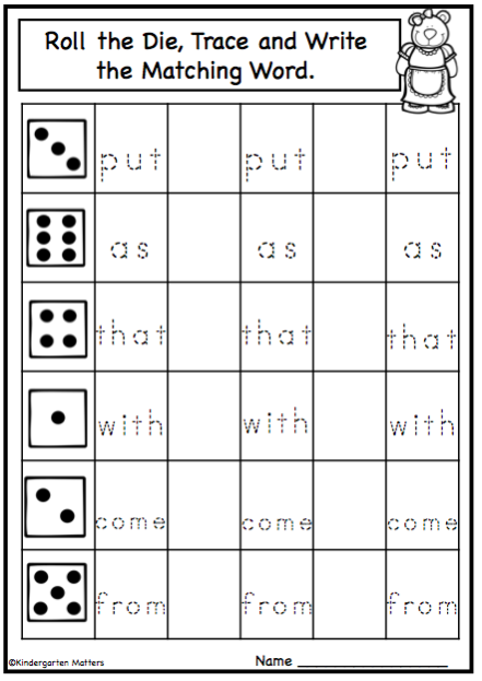 Sight Word Fun Pack with a Free Sampler. - Kindergarten Matters Too.