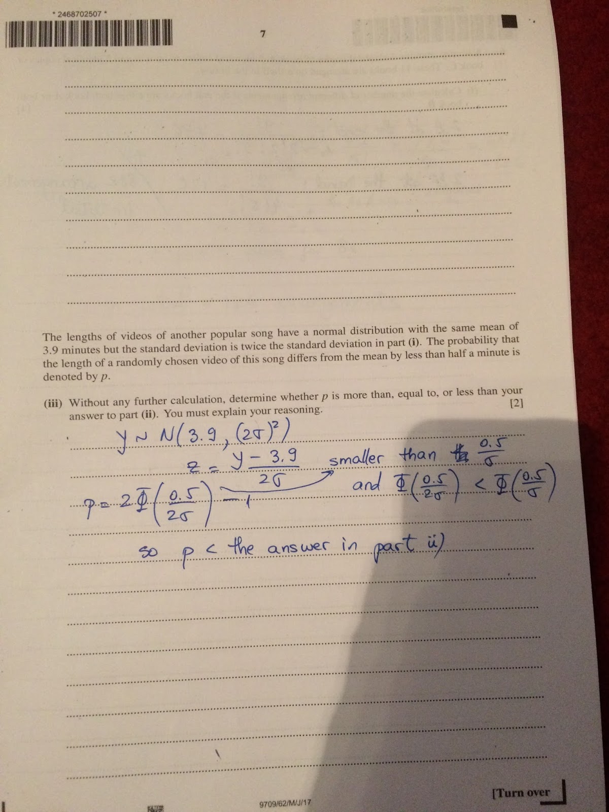 CIE – 9709 MATHEMATICS, Probability & Statistics 1, May/June 2017 ...