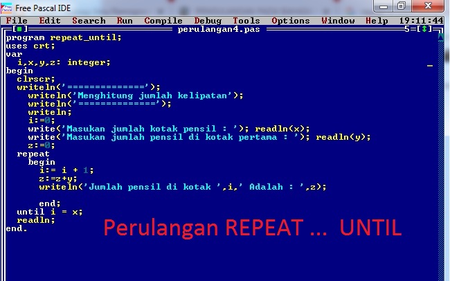 PENGULANGAN PADA BAHASA PASCAL MENGGUNAKAN REPEAT ... UNTIL - Berbagi ...