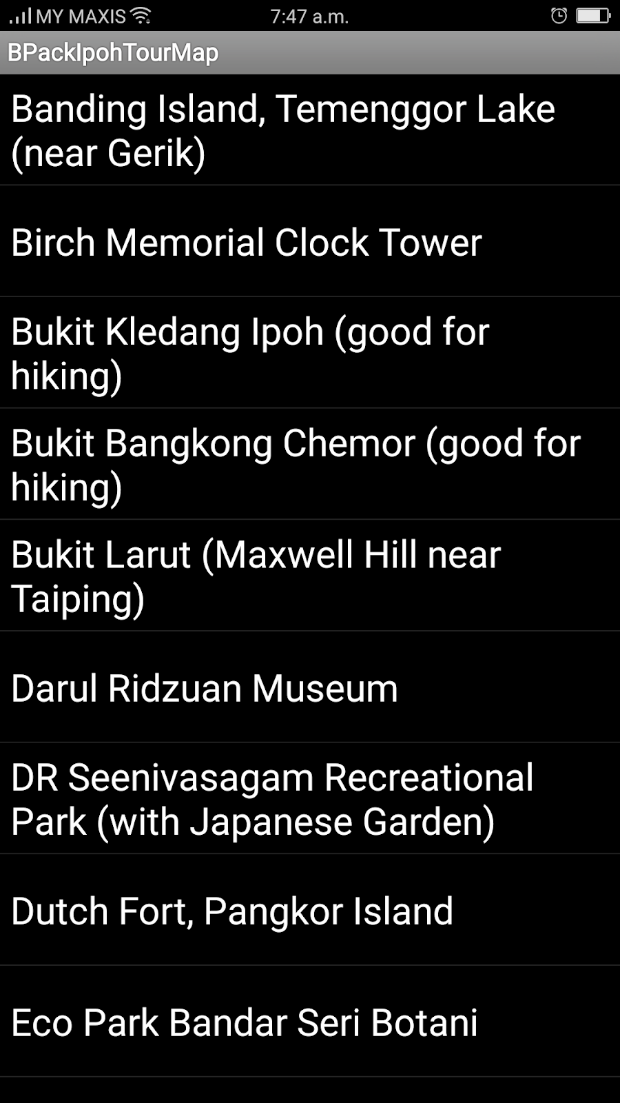 Backpacker's Ipoh Tourist Map