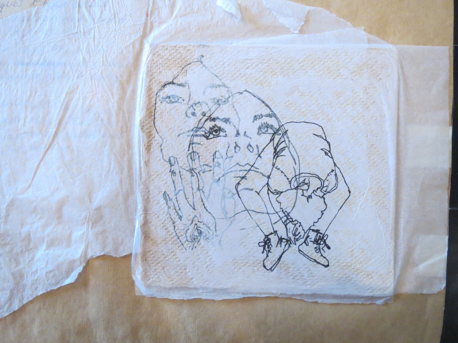 FEAR: Tissue paper drawings on board