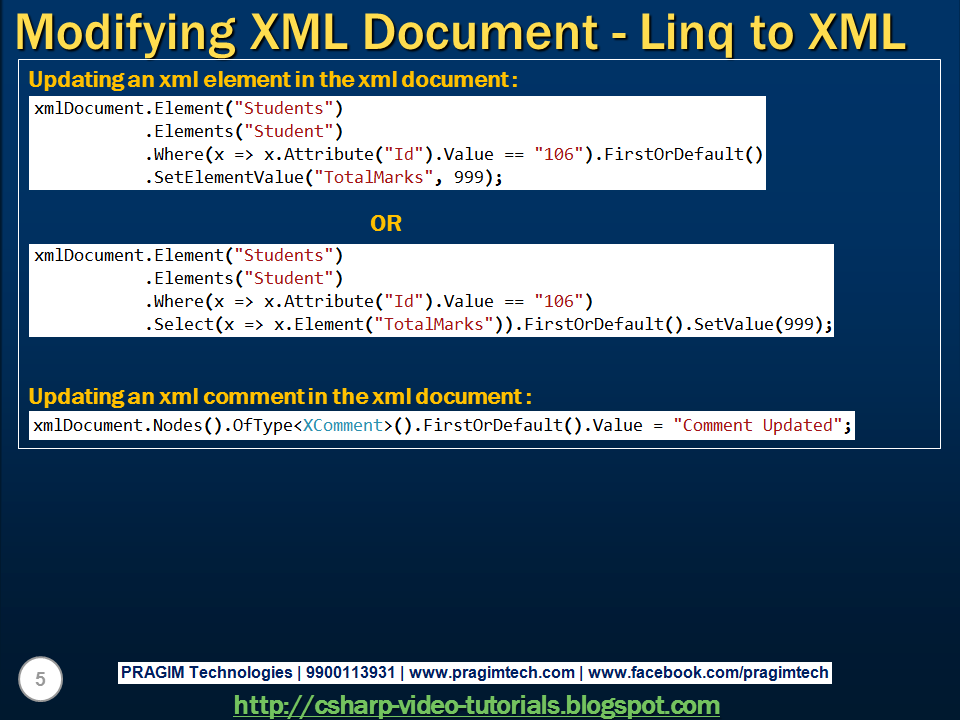 Sql Server Net And C Video Tutorial Part 4 Modifying Xml Document Using Linq To Xml 5303