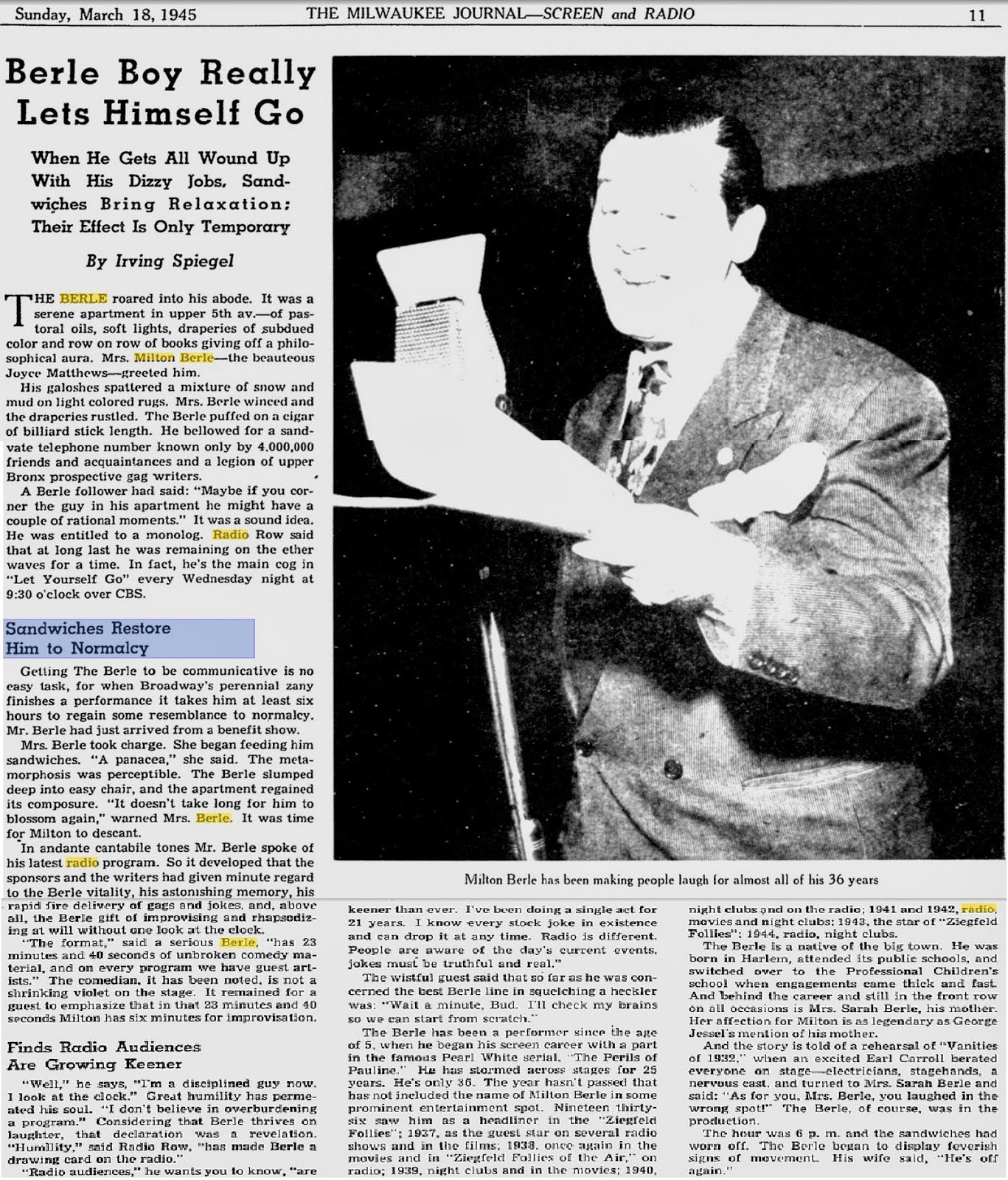 Berle Boy Really Lets Himself Go