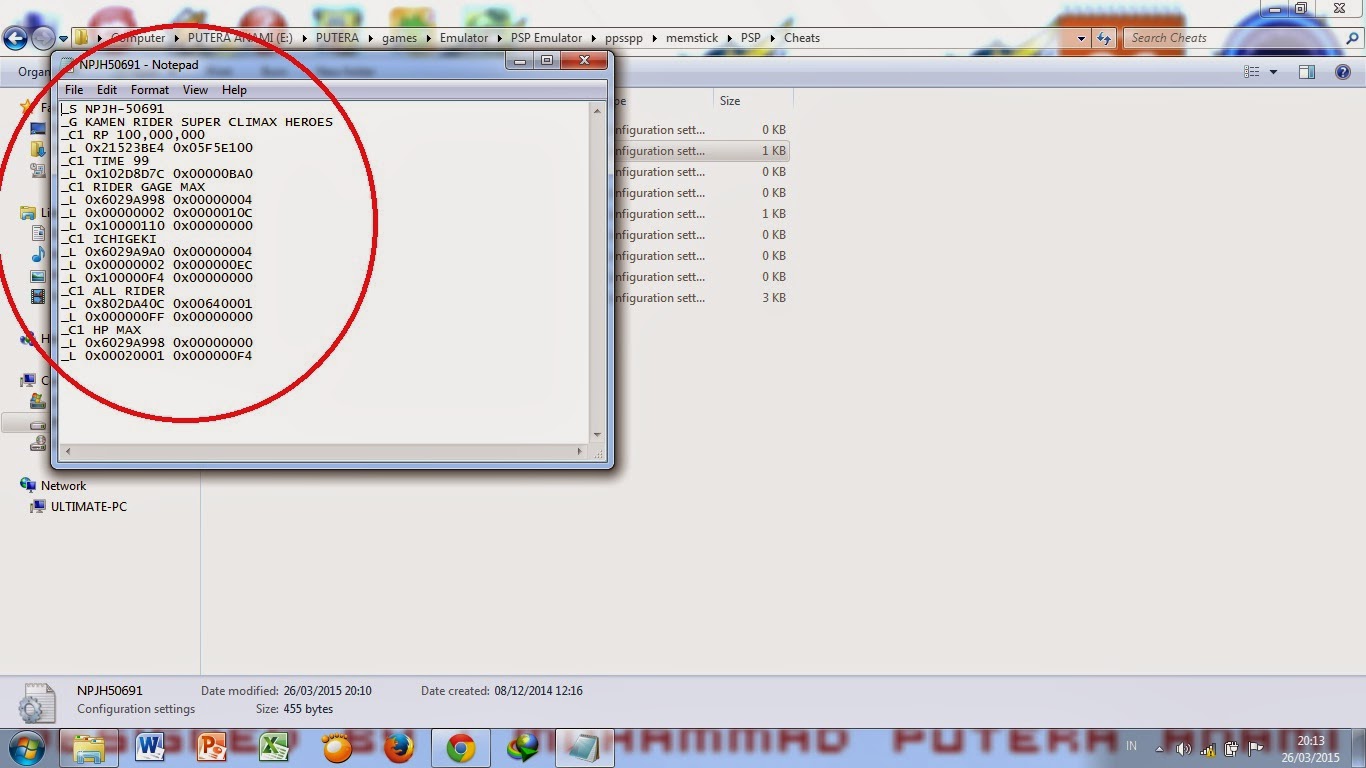CW Cheat Kamen Rider Super Climax Heroes PSP