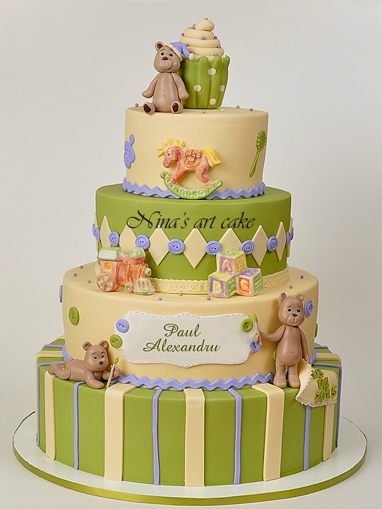 Nina's Art Cake: Tort botez cu ursuleti