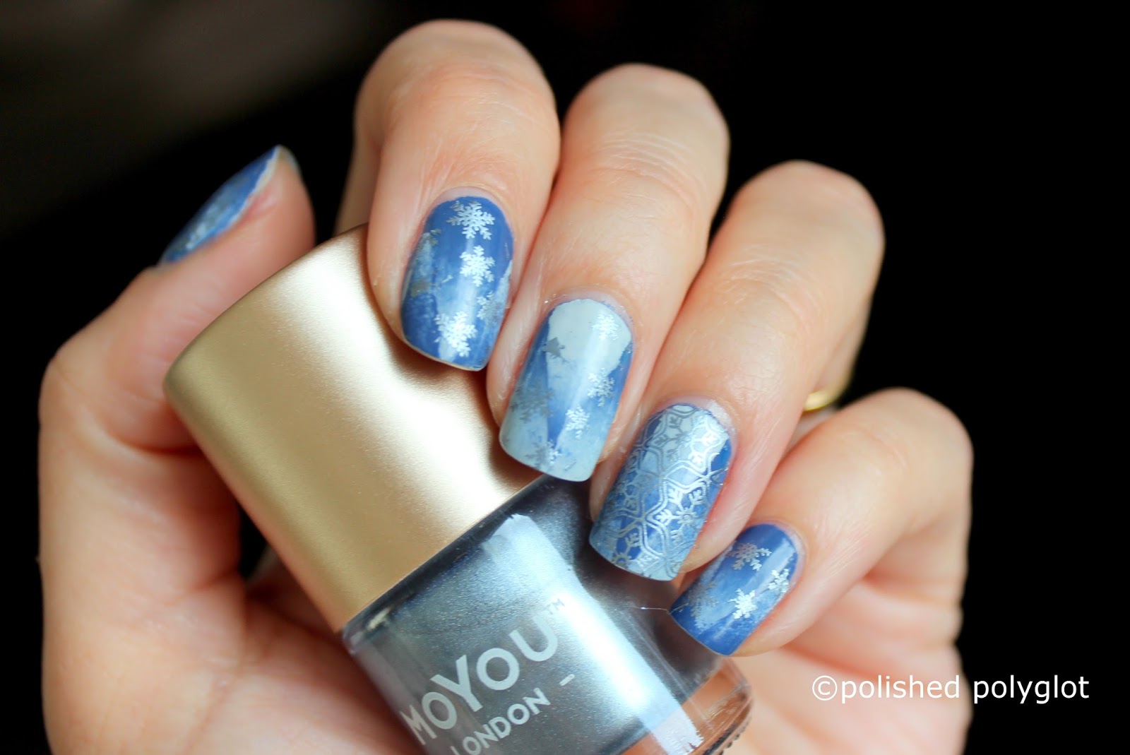 Nail Art │ Snowy morning nails using Moyou London [26GNAI] / Polished ...