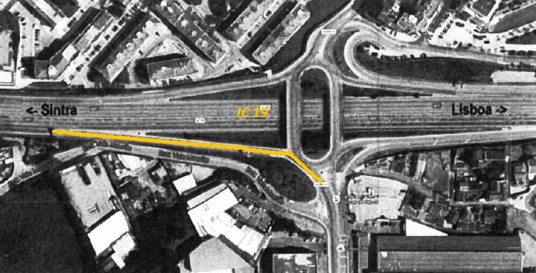 Obras de alargamento da EN249-3 no IC19 (sentido Sintra Lisboa)