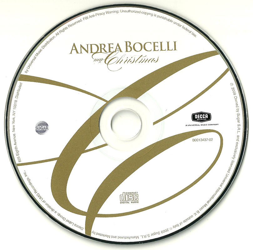 Encarte Andrea Bocelli My Christmas Encartes Pop