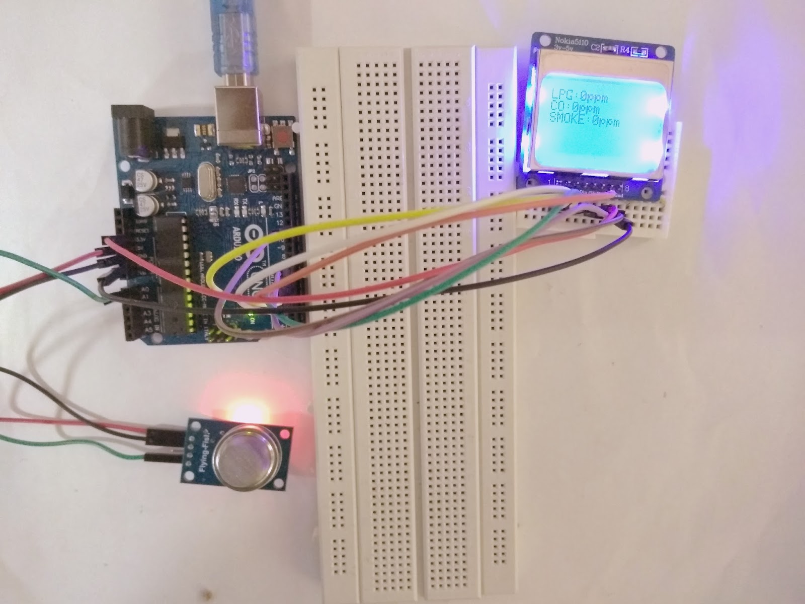 Smart home project with MQ2 gas sensor