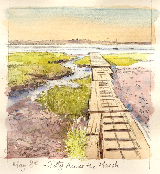the artist and the tartist: Jetty Across the Marsh ~ Daily Sketch 08/05 ...