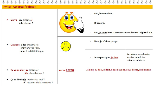 VIVE LE FRANÇAIS.: Inviter quelqu´un (accepter-réfuser)