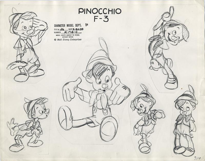Past Creative: Disney PINOCCHIO Animation Model Sheet PINOCCHIO, 1940