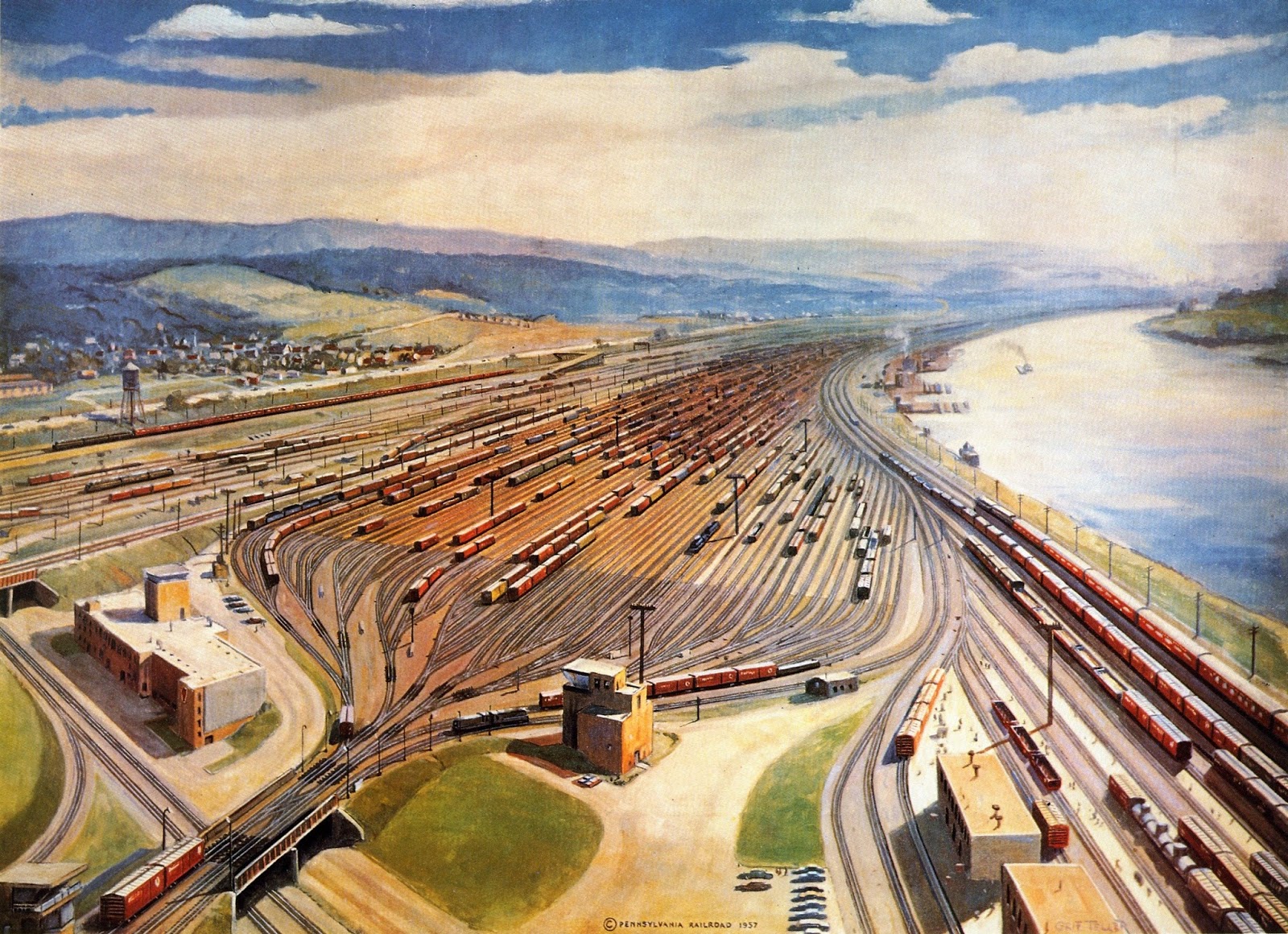 Debold Gallery: Pennsylvania Railroad. Conway Yard - 1957 - Art by Grif ...