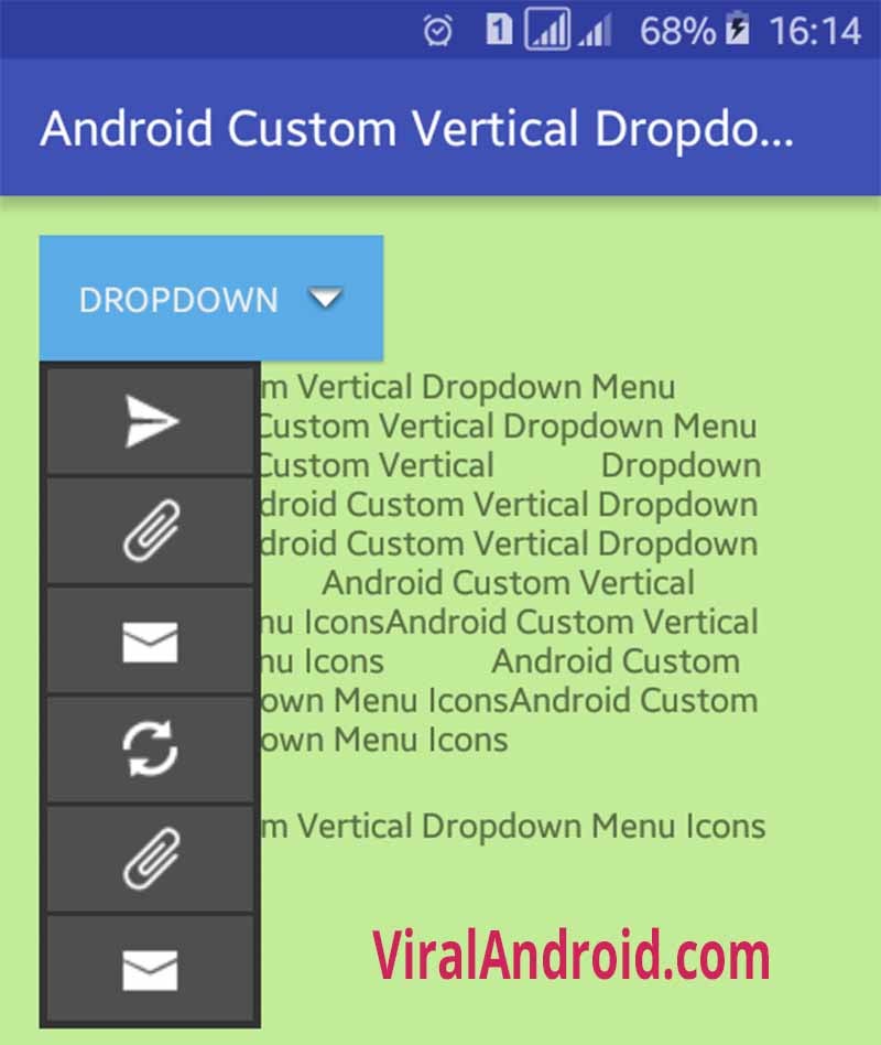 Android Custom Vertical Dropdown Icons Menu Viral Android Tutorials