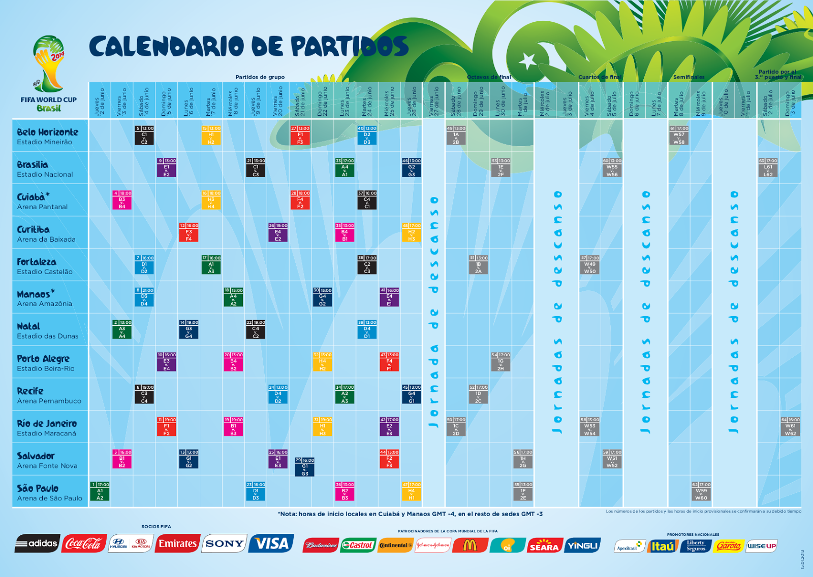 FIFA World Cup 2014: Calendar of World Cup 2014