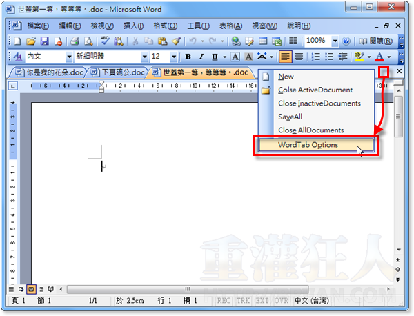 程式設計CLUB: [轉貼]OfficeTab 讓Word、Excel、PowerPoint 用「分頁」顯示多個文件