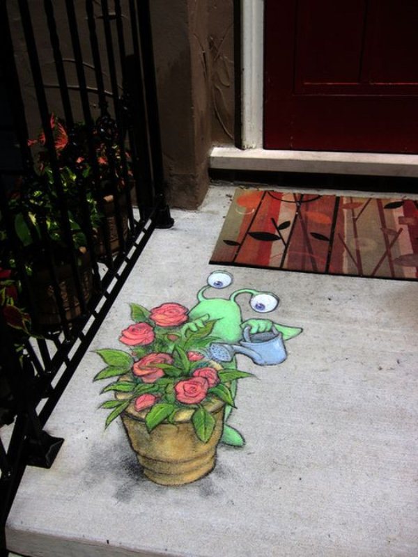 Cute Sluggo Chalk Art by David Zinn (30 pics) | Daily Fun Pics