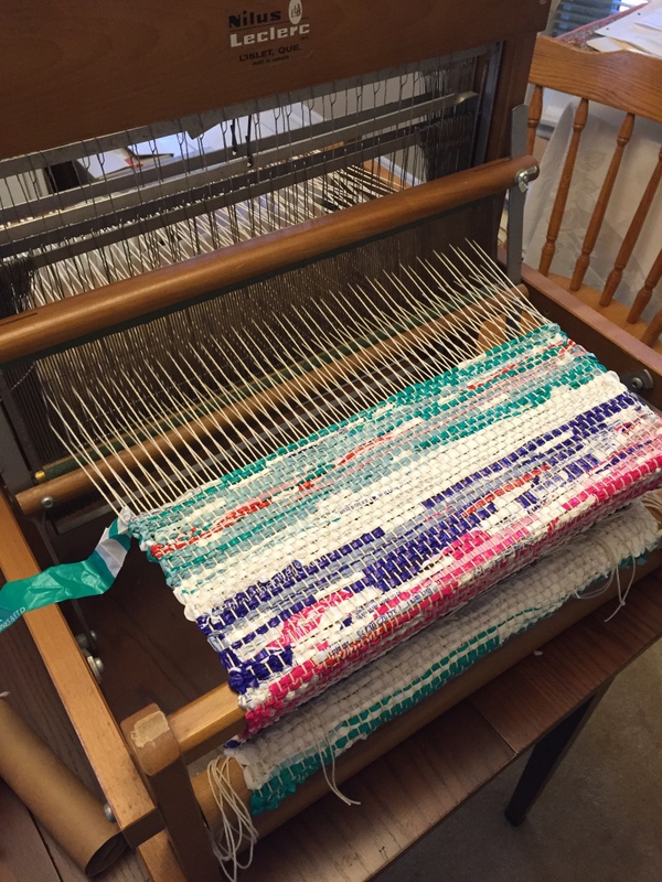 NOT JUST ABOUT KNITTING: Weaving Plarn and Waffles