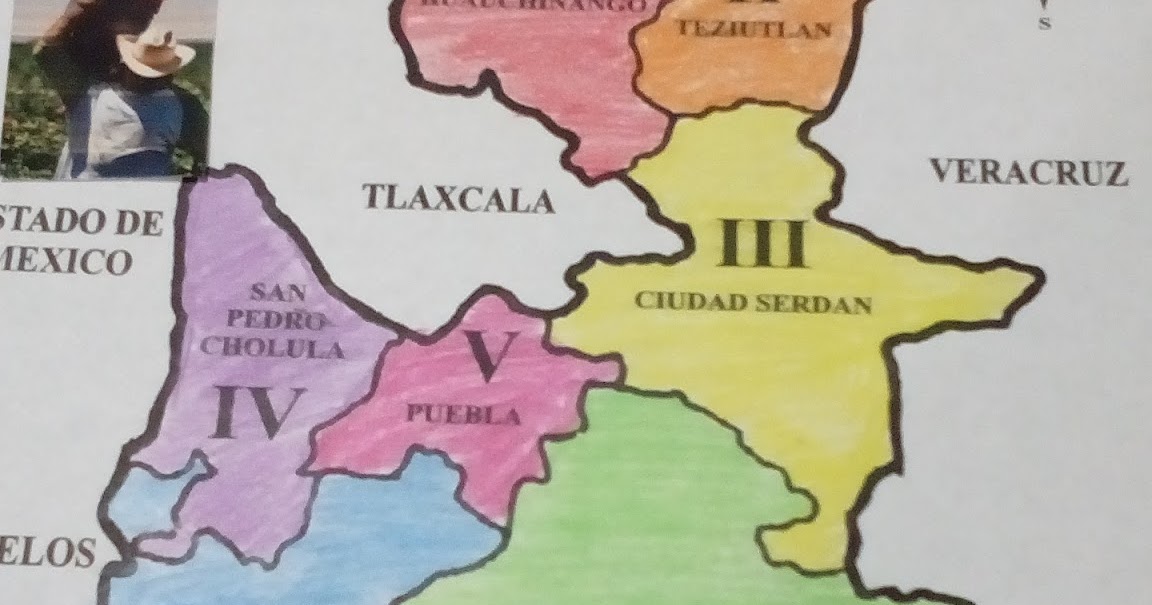 Mapa de las regiones de Puebla.