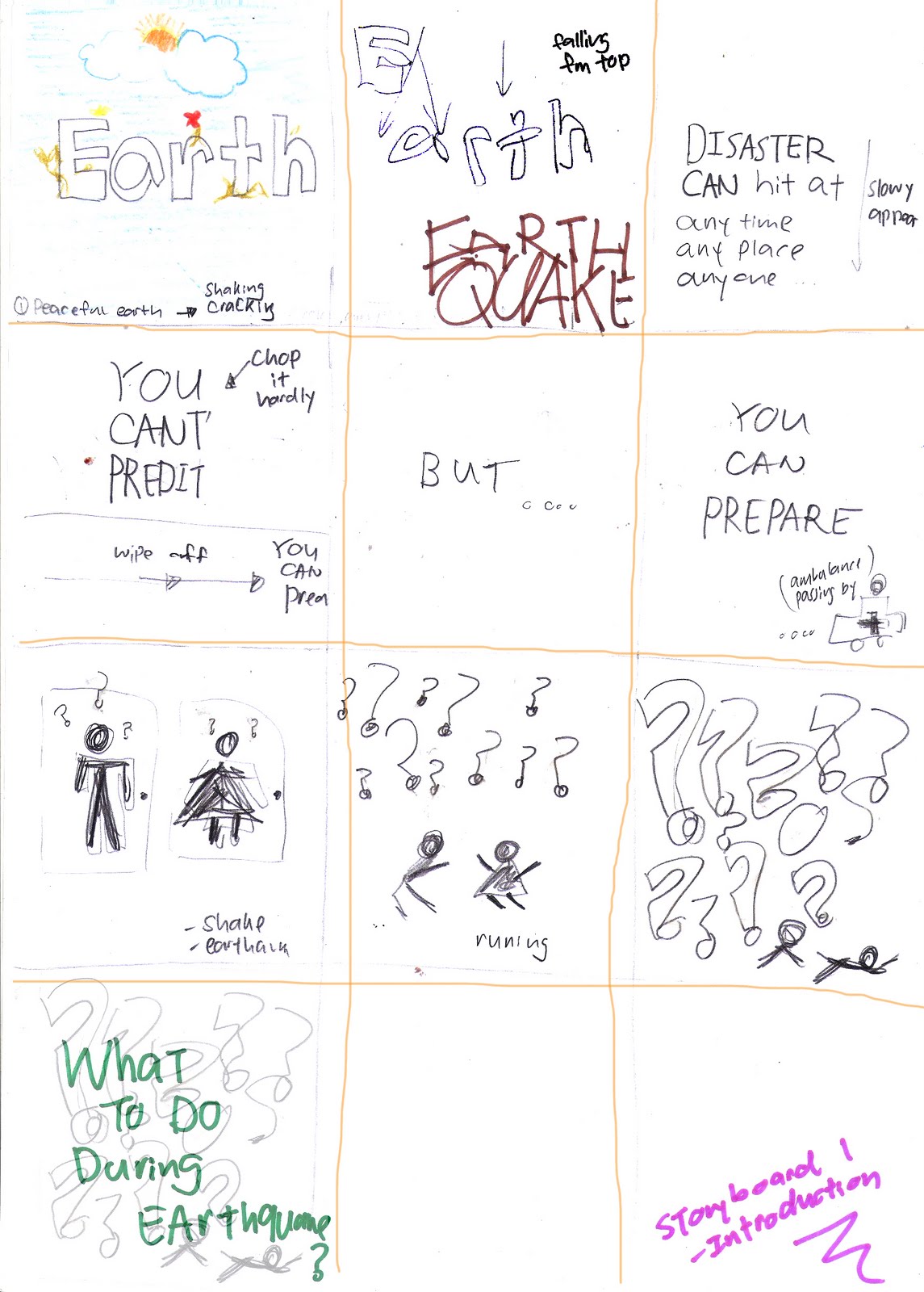 Earthquakes: Storyboard Developments:Sketches