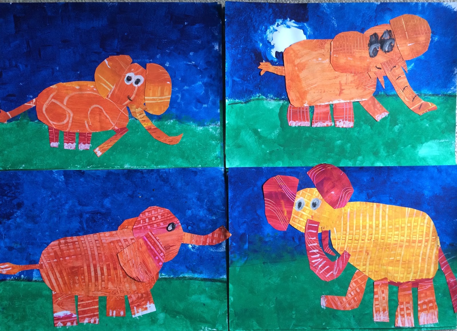 My Visual Arts Teaching 2016: Year 2: Eric Carle-inspired Orange Elephant