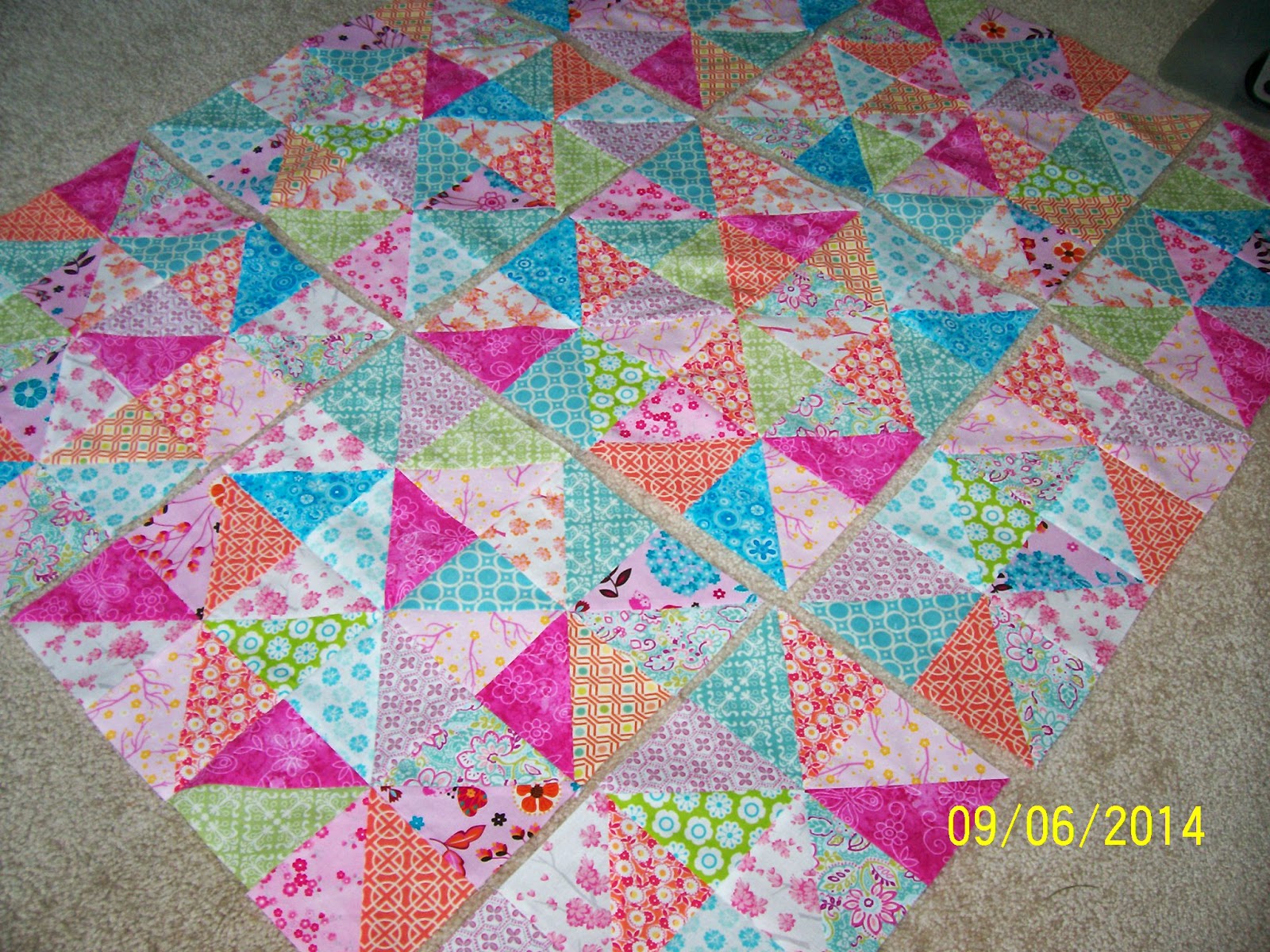 I Love Snowdays: Half Square Triangles Baby Girl Quilt
