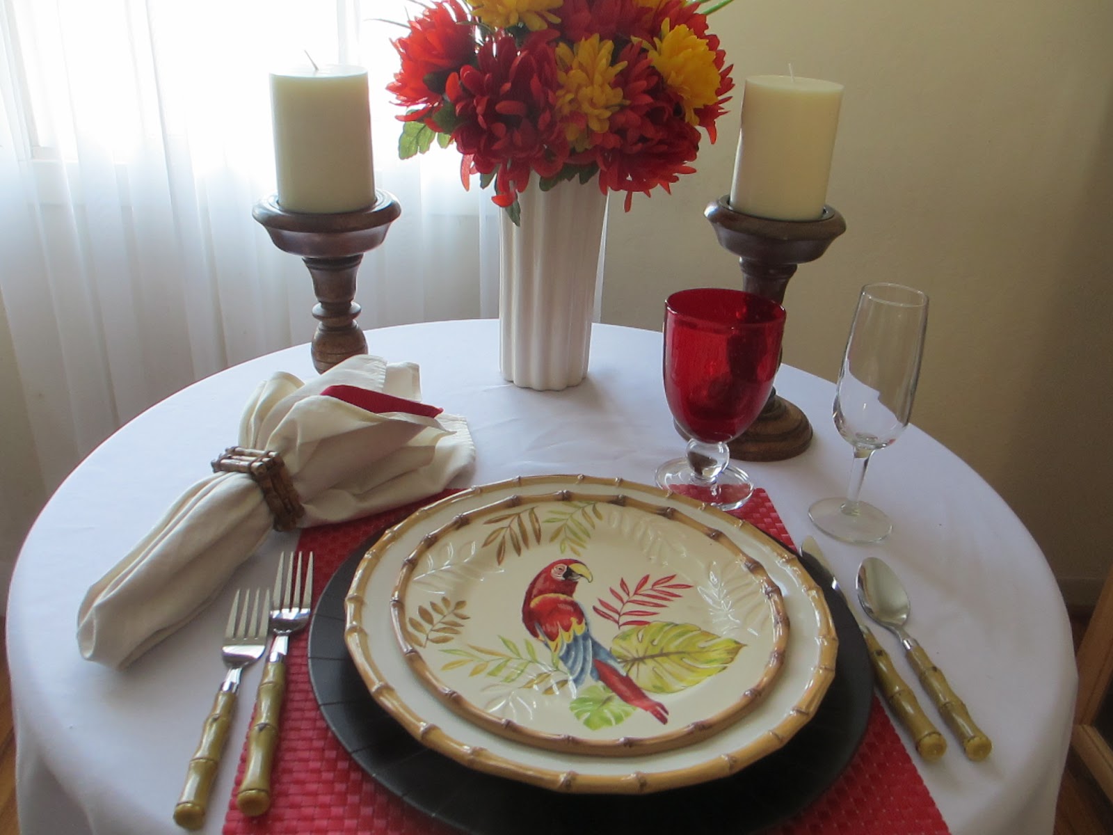 Table for One: Bamboo and Parrot Table