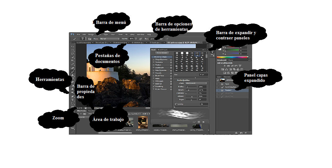 photoshop PC6: Partes de photoshop, capas y efectos