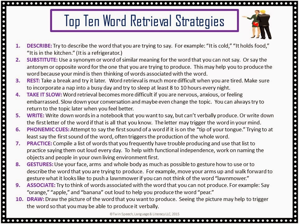 Twin Speech, Language & Literacy LLC: TOP TEN LIST: Word Retrieval ...