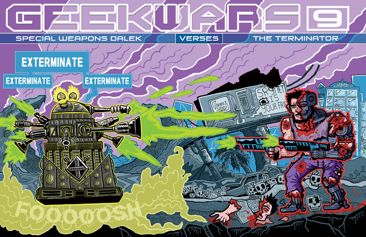 Ethan Mongin Illustration | Design : Geek Wars Poster: Dalek vs. Terminator