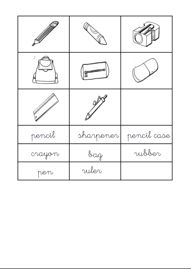 A place for sharing: Classroom objects, colours and school actions