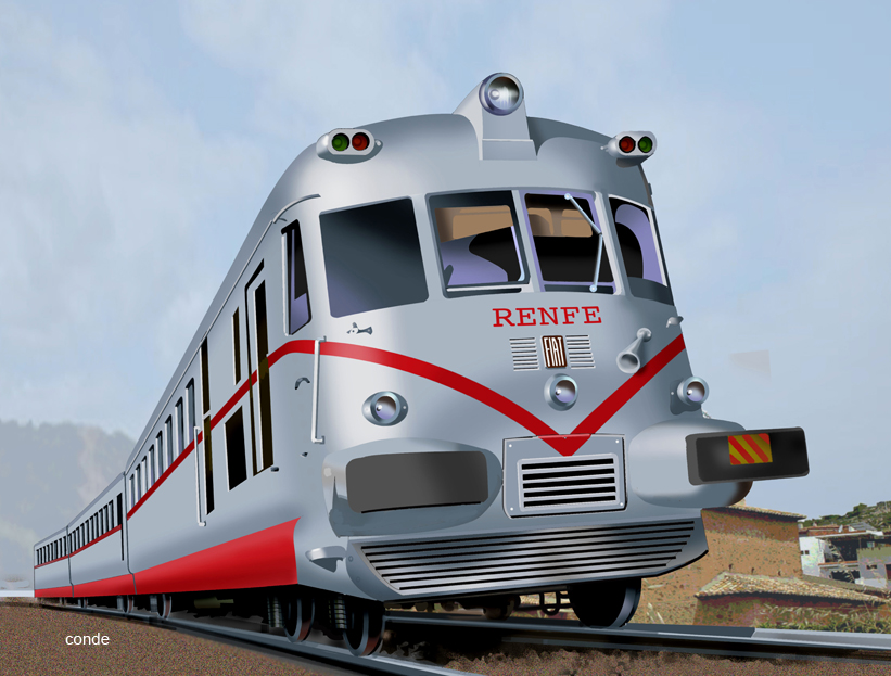 ILUSTRACIONES TRENES M. CONDE: TREN AUTOMOTOR RENFE - TAF