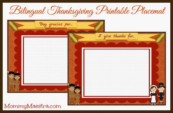 Mommy Maestra: Free Bilingual Thanksgiving Placemat {PRINTABLE}