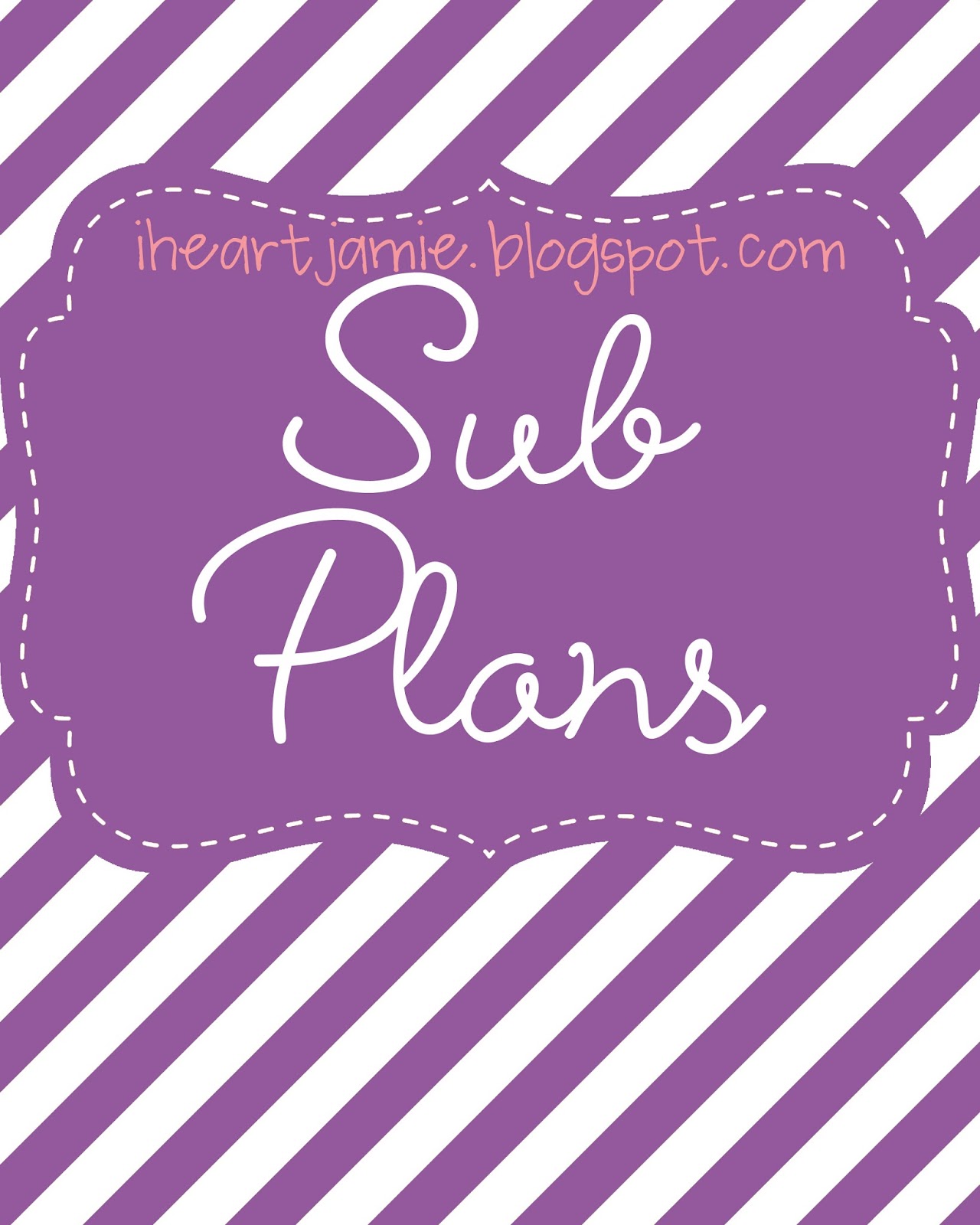 iHeart: Printable: Binder Cover: Sub Plans