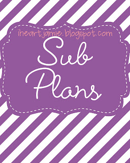 iHeart: Printable: Binder Cover: Sub Plans